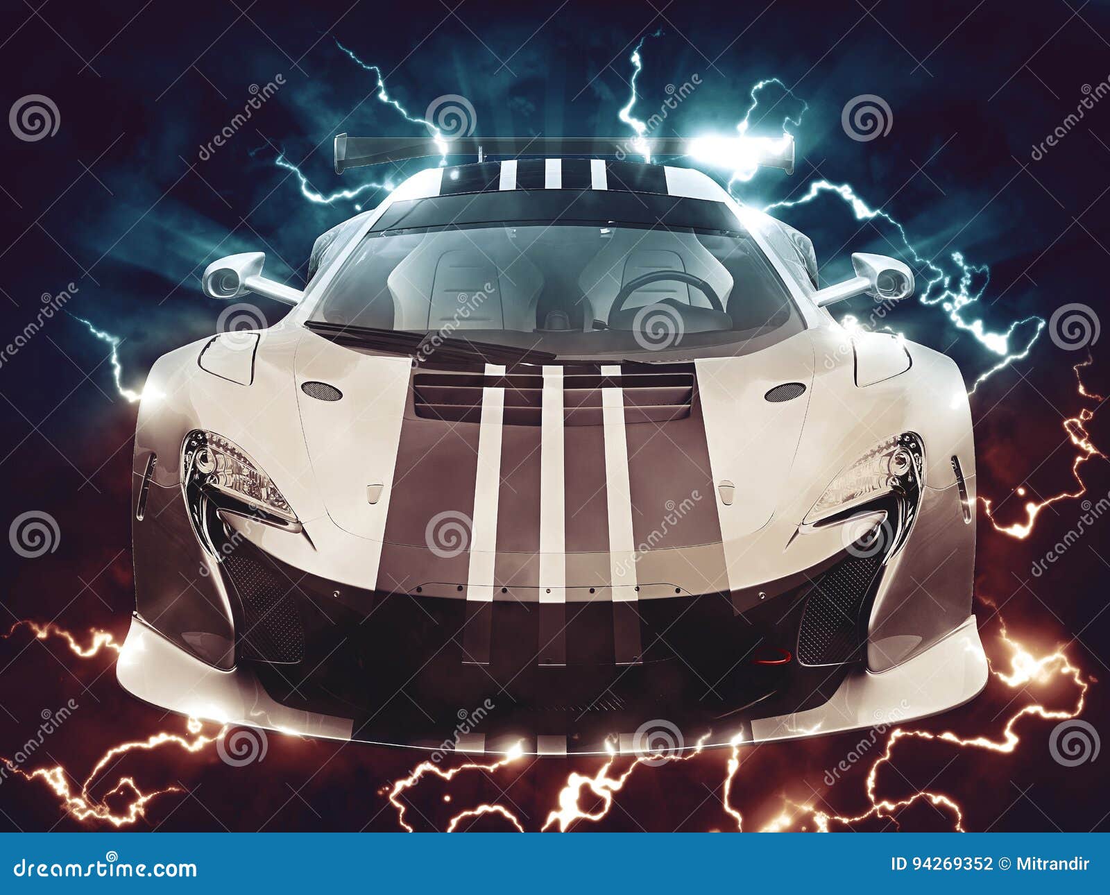 Urban Sportscar - Thunder and Lighting Stock Illustration ...