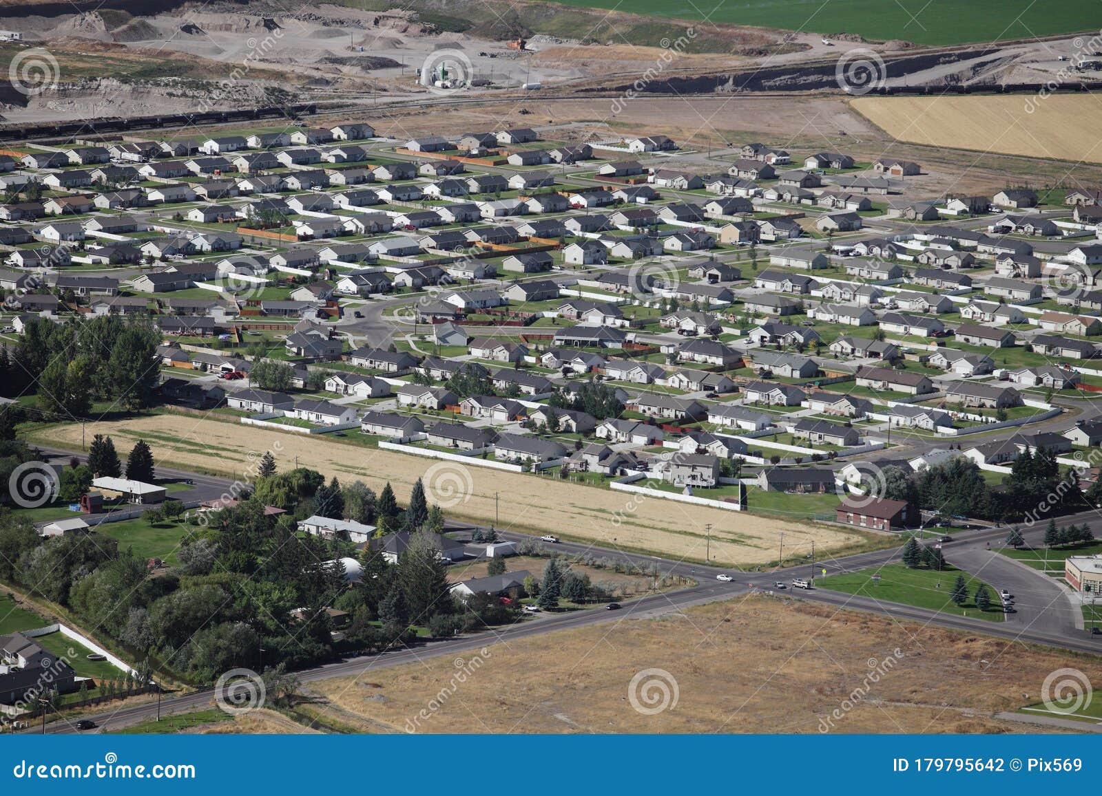 An Aerial View of a Modern Subdivision in a Medium Sized City. Stock ...