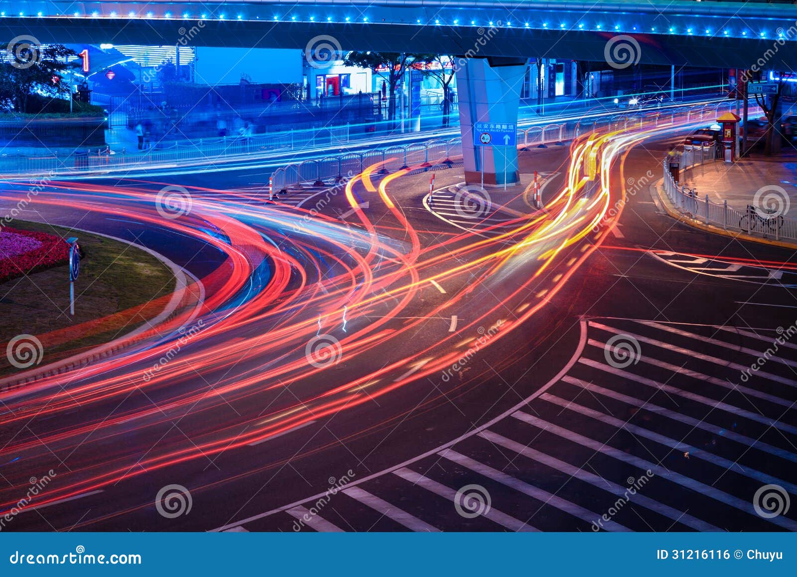 Urban Street with Light Trails Stock Photo - Image of city, orbit: 31216116
