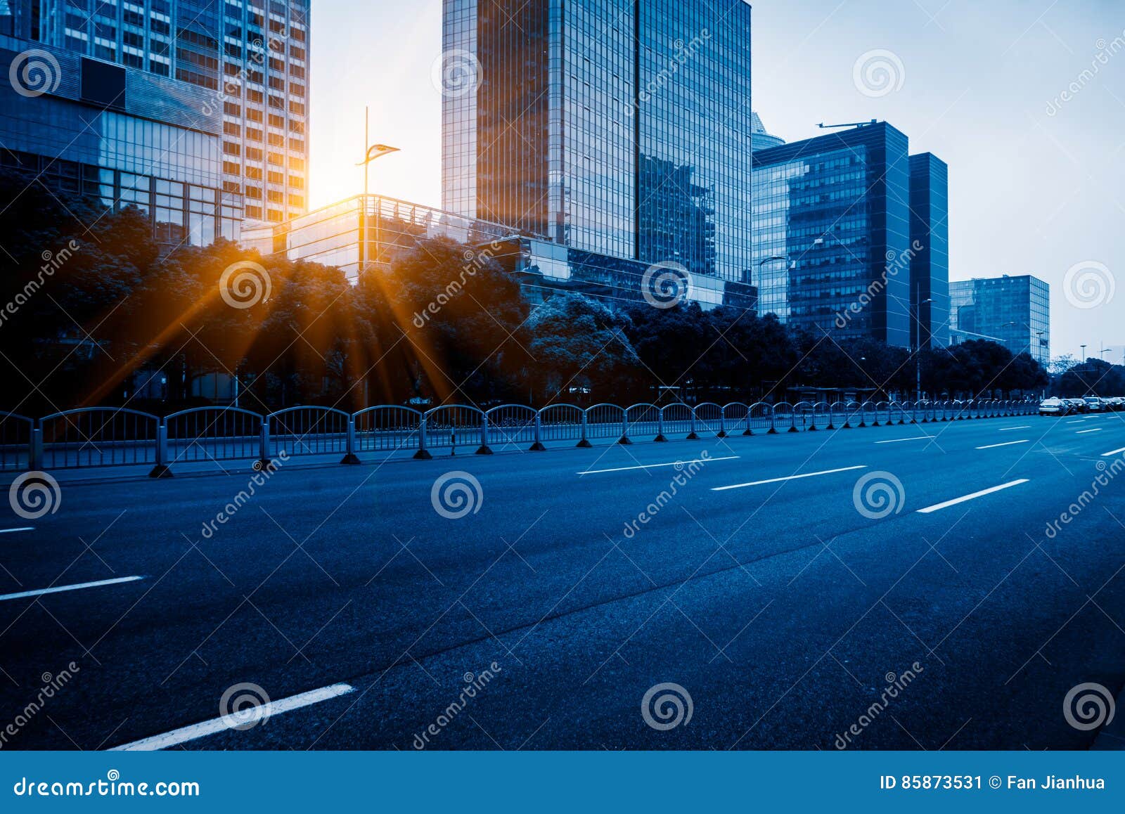Urban Street View with Cityscape in Background Stock Image - Image of ...
