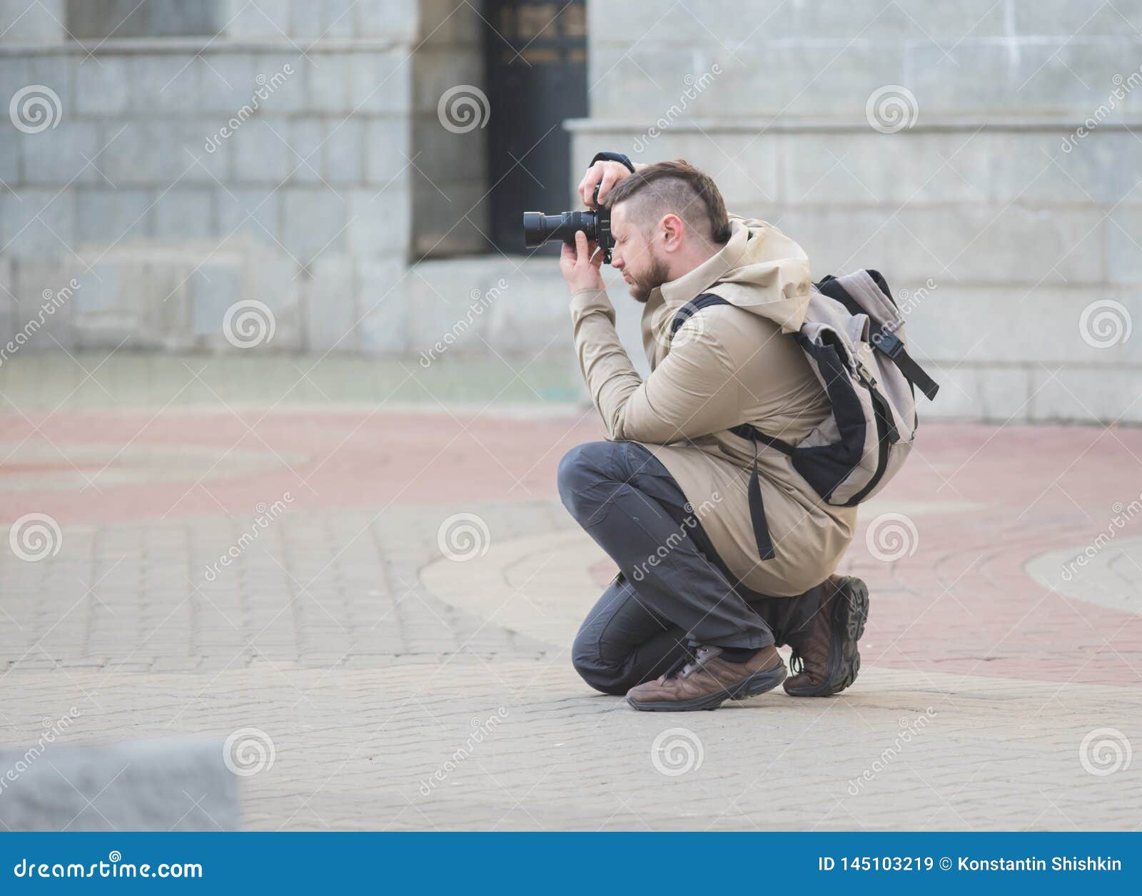 Urban Streets. a Man Taking a Shot on His Camera Stock Image - Image of ...