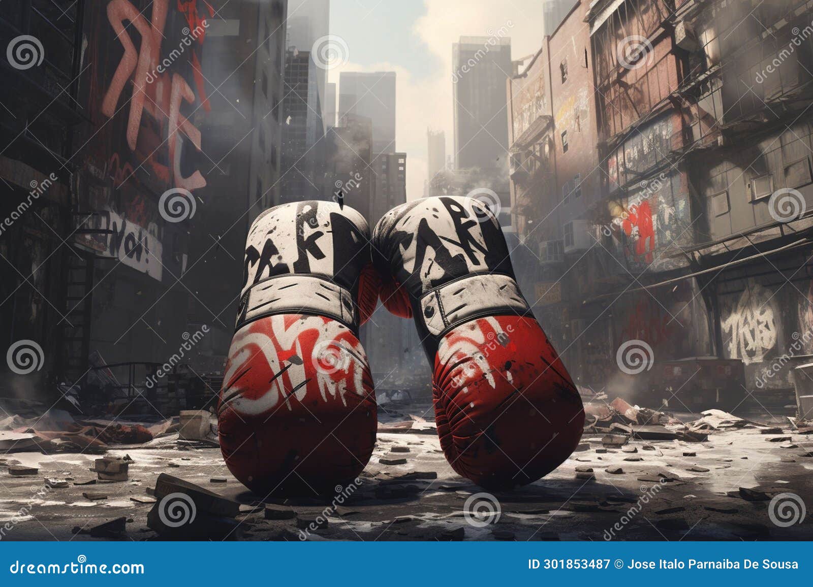 Urban Strength Graffiticovered Boxing Gloves Stock Illustration ...