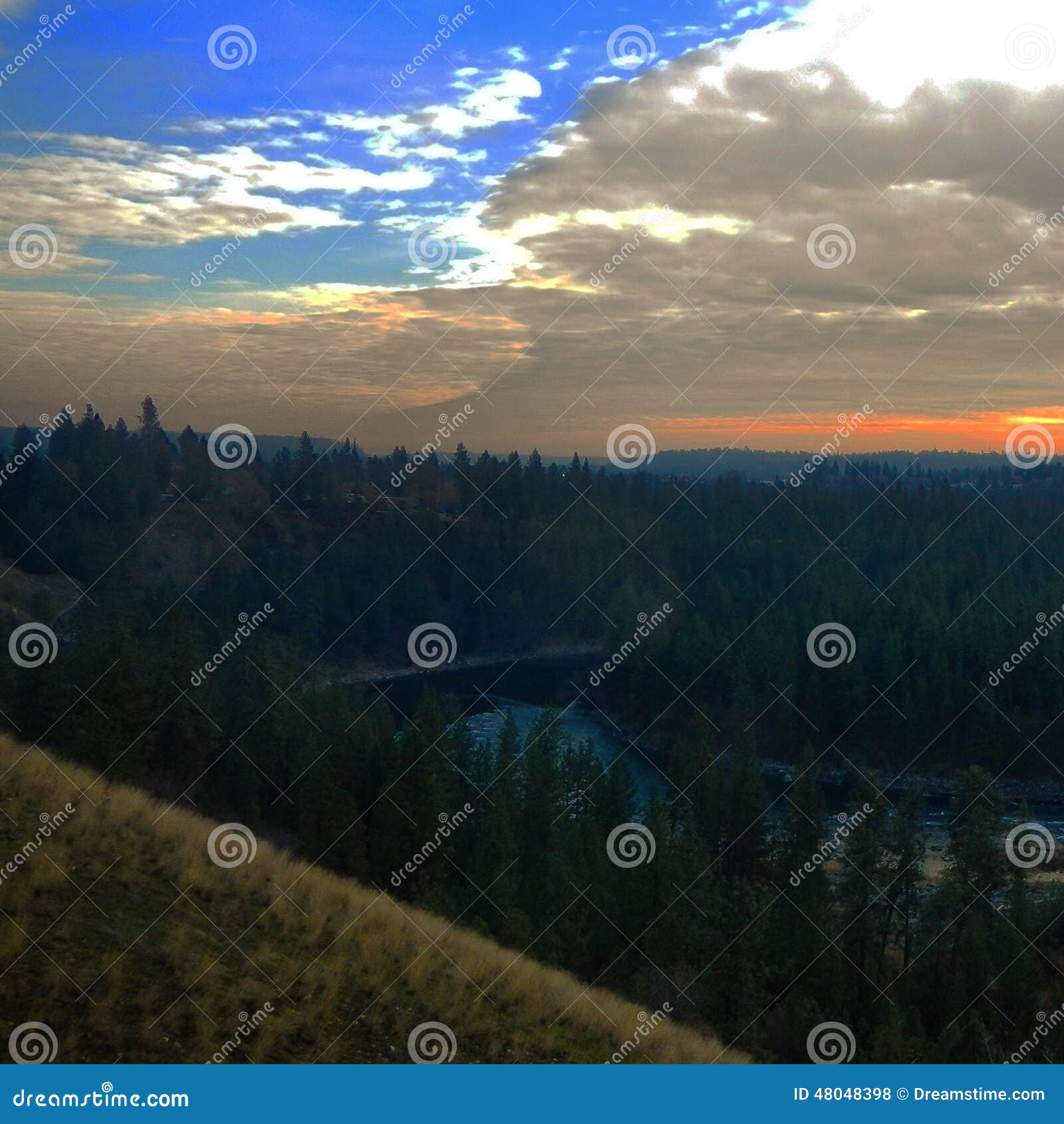 Urban sunset stock photo. Image of sunset, urban, spokane - 48048398