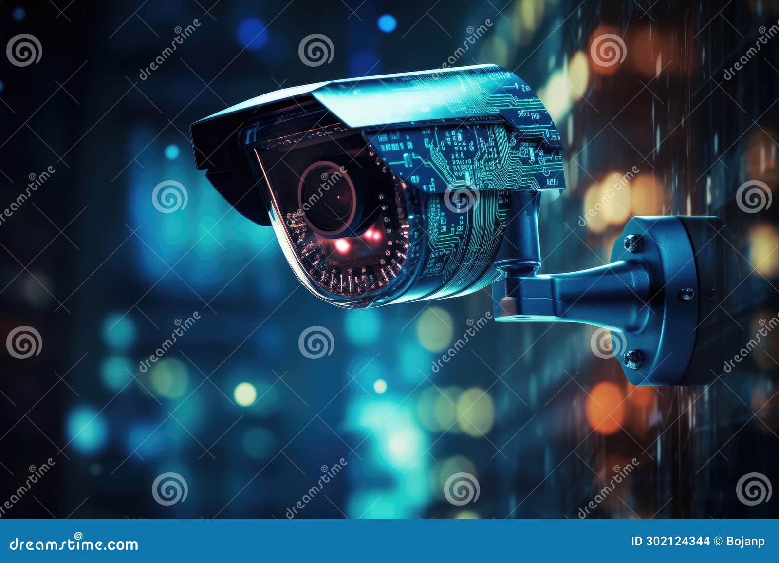 Urban Surveillance Hub. Futuristic CCTV System AI Generated Stock Photo ...