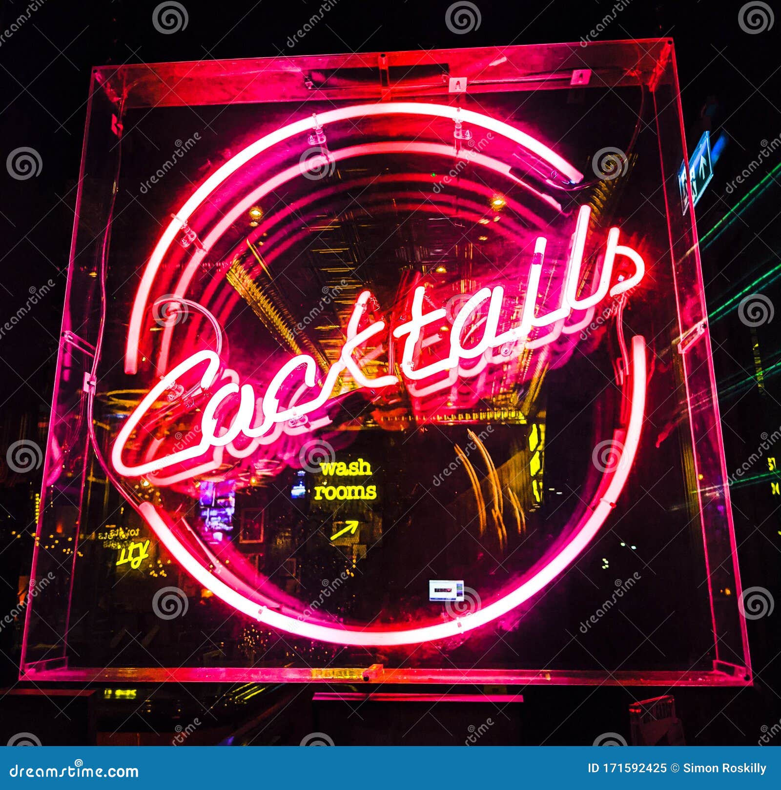 Urban Neon Lights Reflecting in the Rain Stock Image - Image of uurban ...