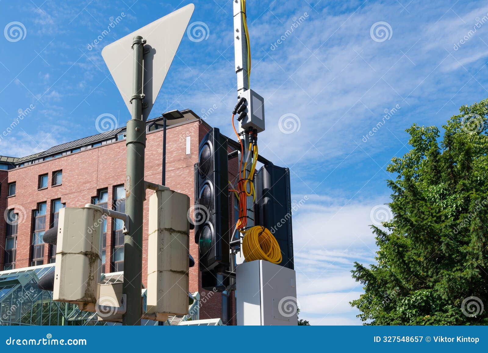 Urban Traffic Signal Installation. Stock Image - Image of control ...