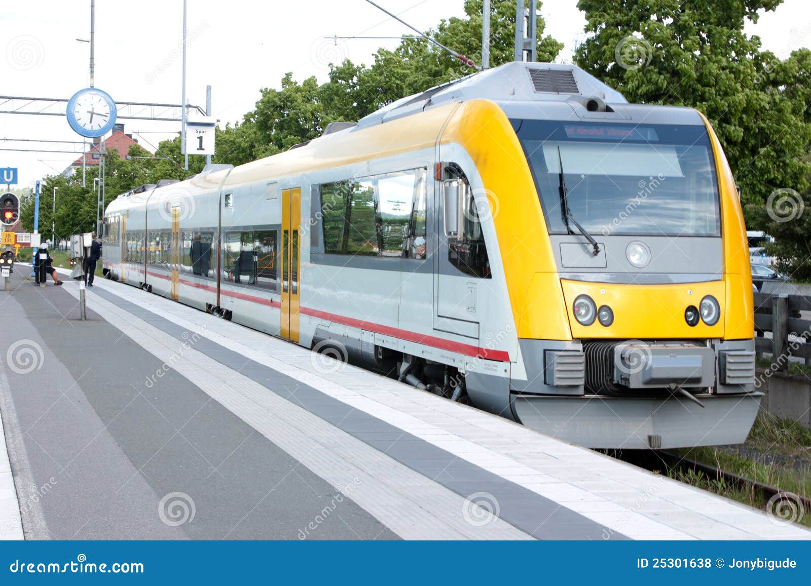 An urban train in Sweden stock photo. Image of clock - 25301638