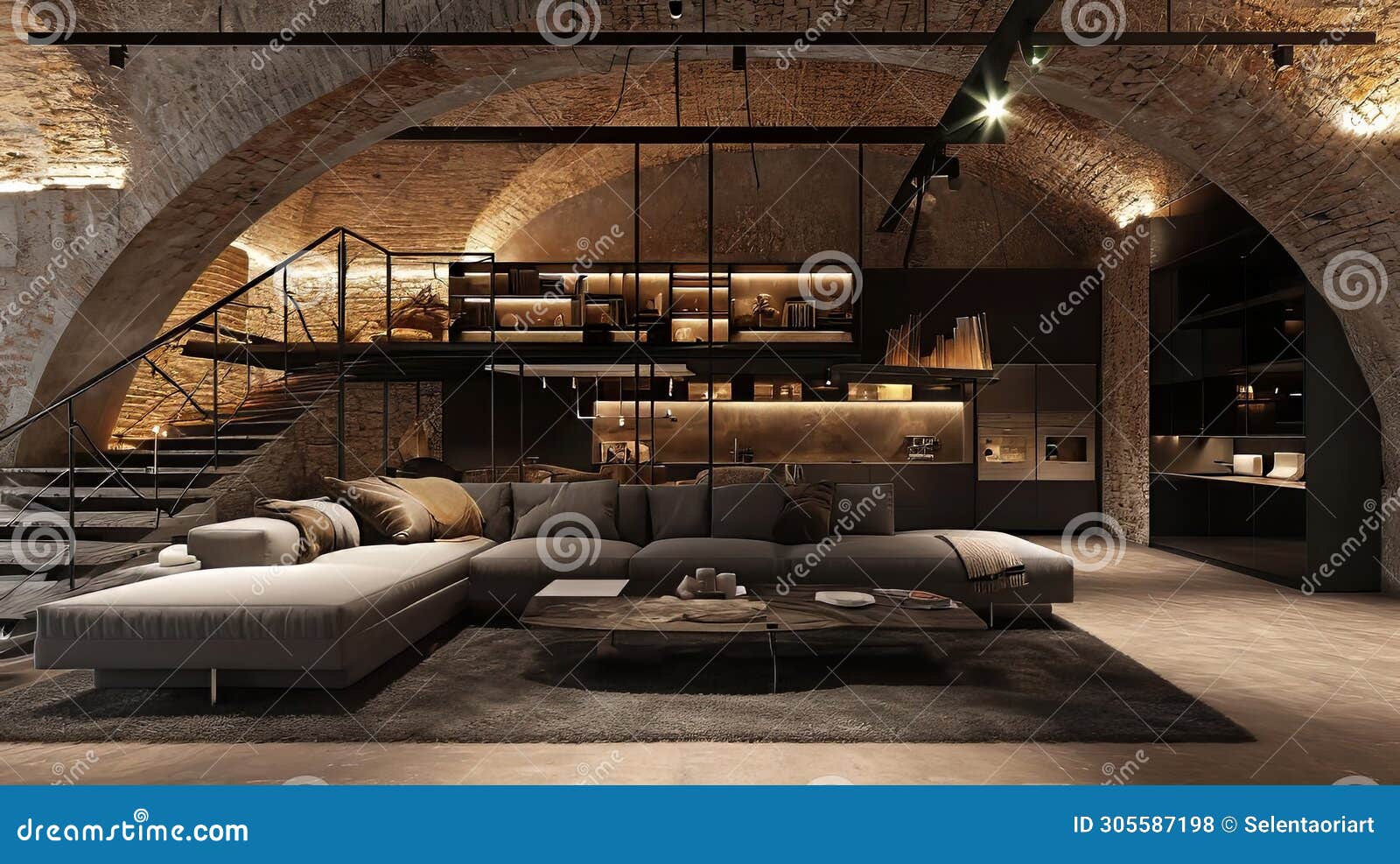 Urban Underground Studio Interior Concept Stock Illustration ...