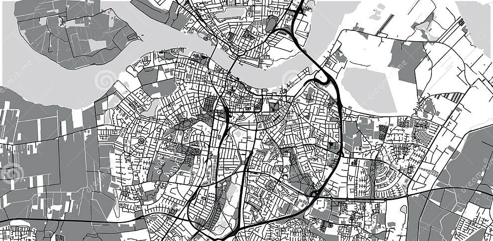 Urban Vector City Map of Aalborg, Denmark Stock Vector - Illustration ...