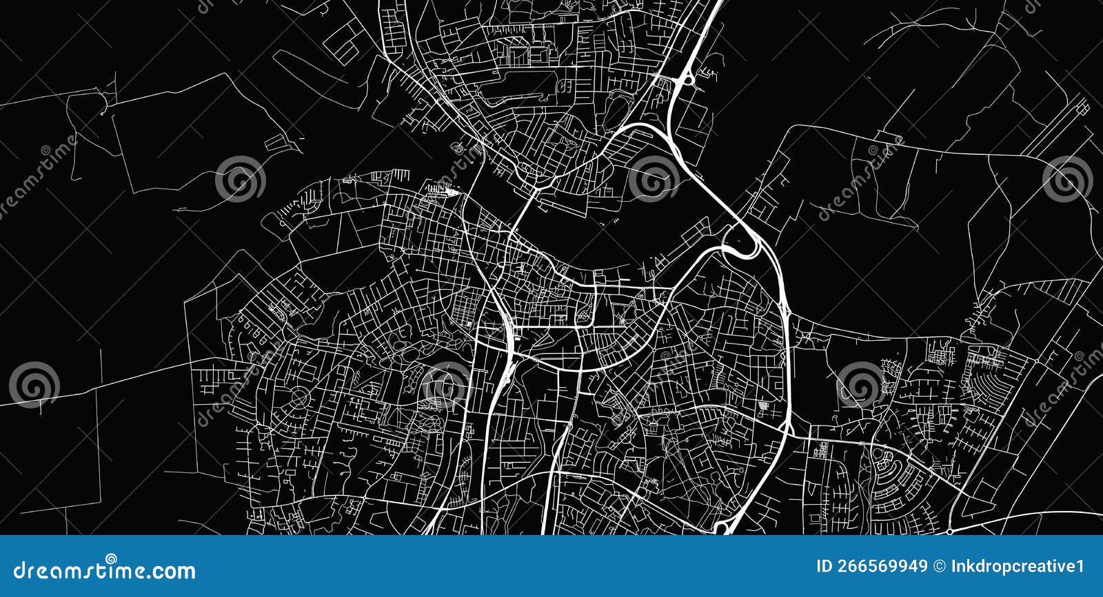 Urban Vector City Map of Aalborg, Denmark Stock Vector - Illustration ...