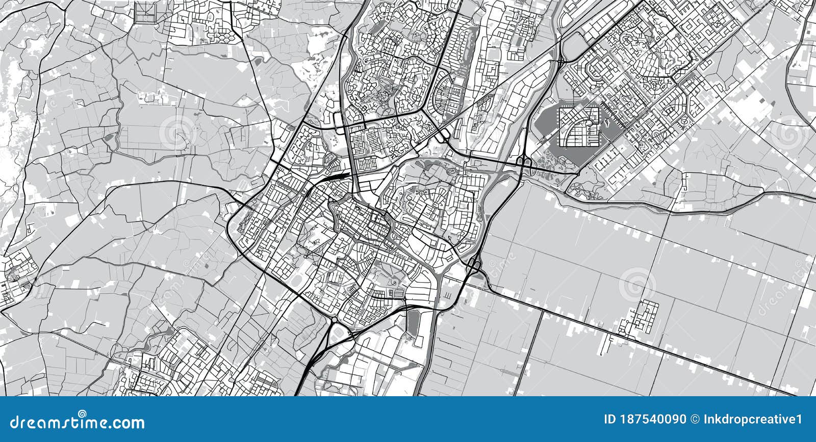 Alkmaar City Kingdom Of The Netherlands, North Holland Map Vector ...