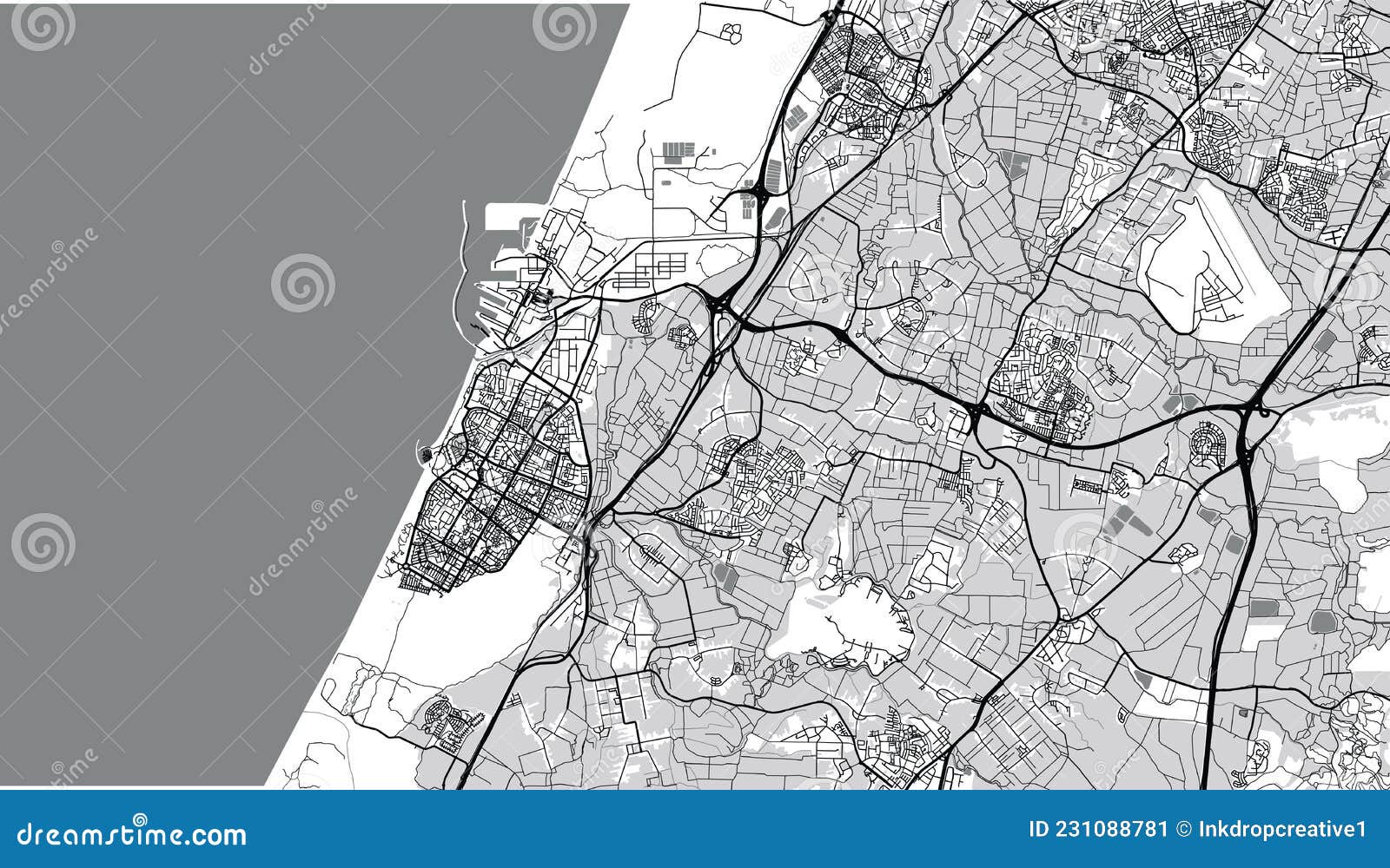 Urban Vector City Map of Ashdod, Israel, Middle East Stock Vector ...