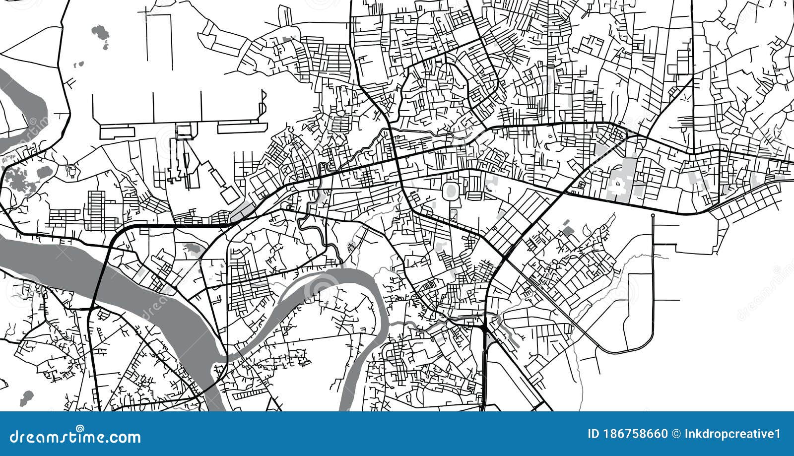 Urban Vector City Map of Bien Hoa, Vietnam Stock Vector - Illustration ...