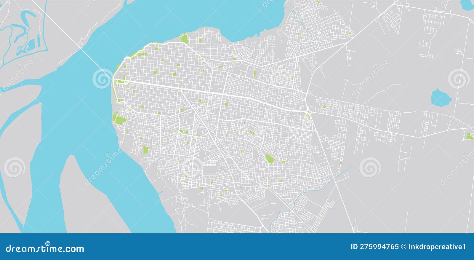 Urban Vector City Map of Corrientes, Argentina Stock Vector ...