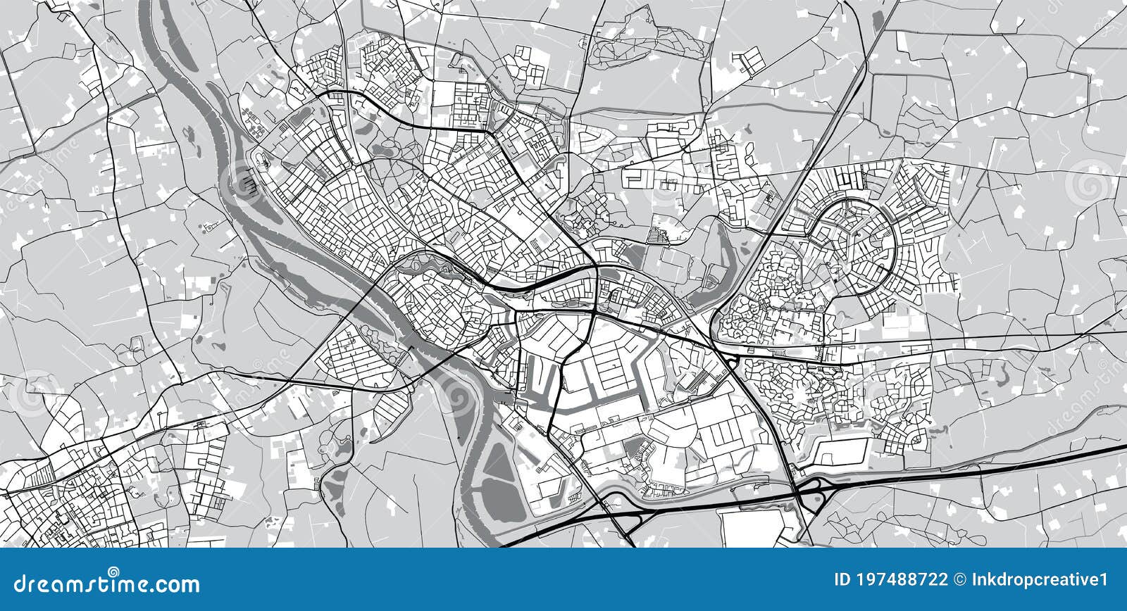 Urban Vector City Map of Deventer, the Netherlands Stock Vector ...