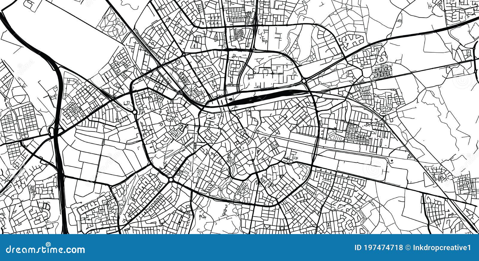 Eindhoven Aerial View At Night. Top View On Modern City With Street ...