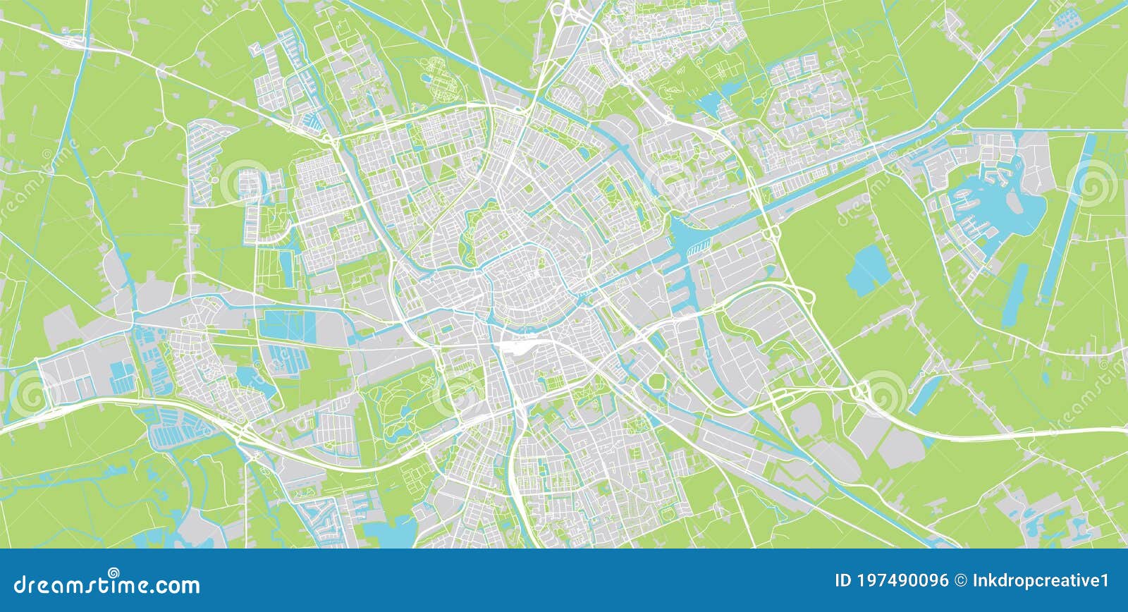 Urban Vector City Map of Groningen, the Netherlands Stock Vector ...