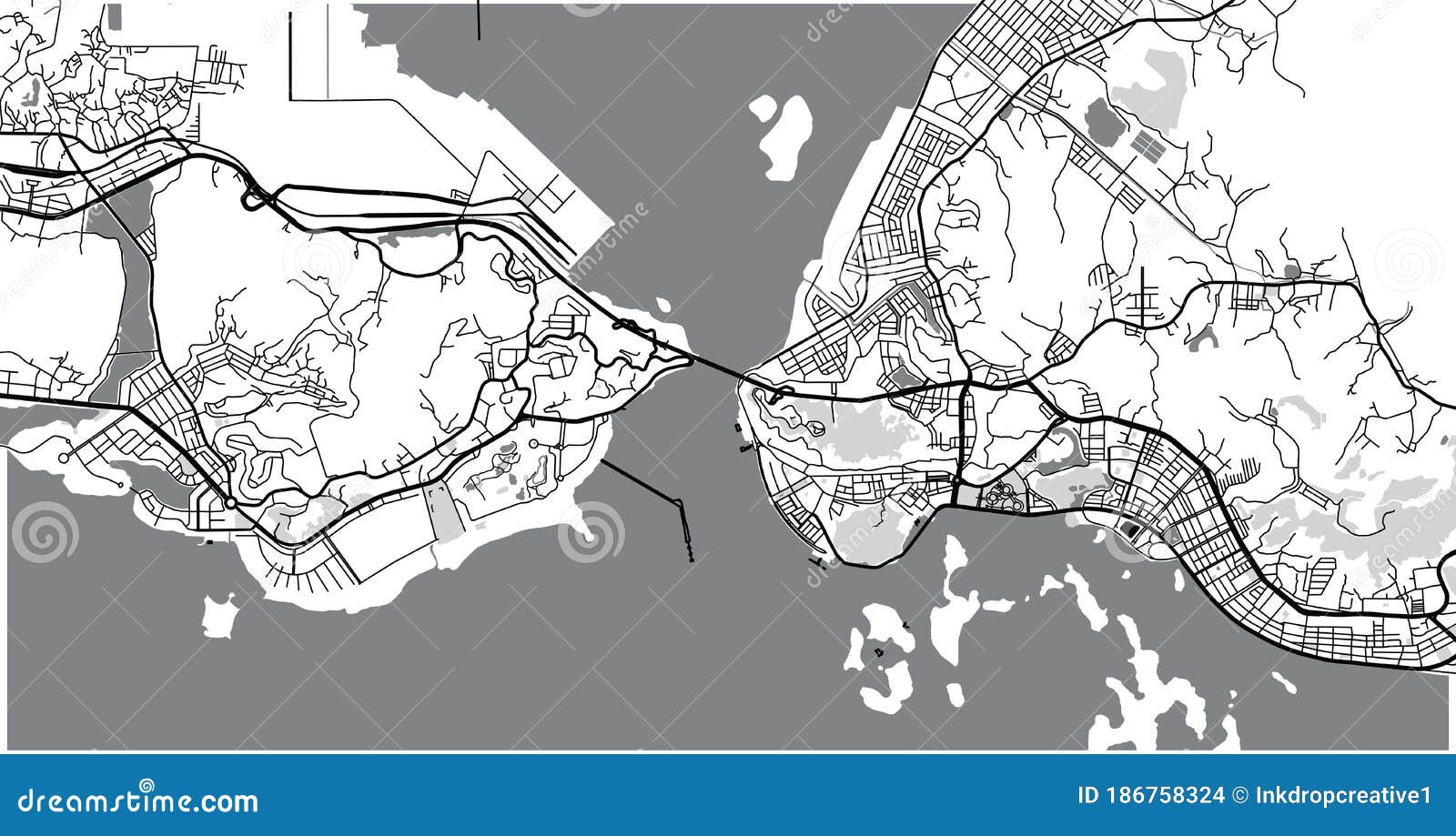 Urban Vector City Map of Ha Long, Vietnam Stock Vector - Illustration ...