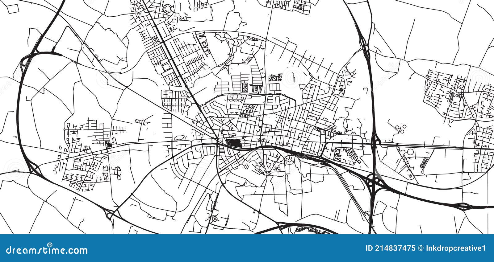Urban Vector City Map of Herning, Denmark Stock Vector - Illustration ...