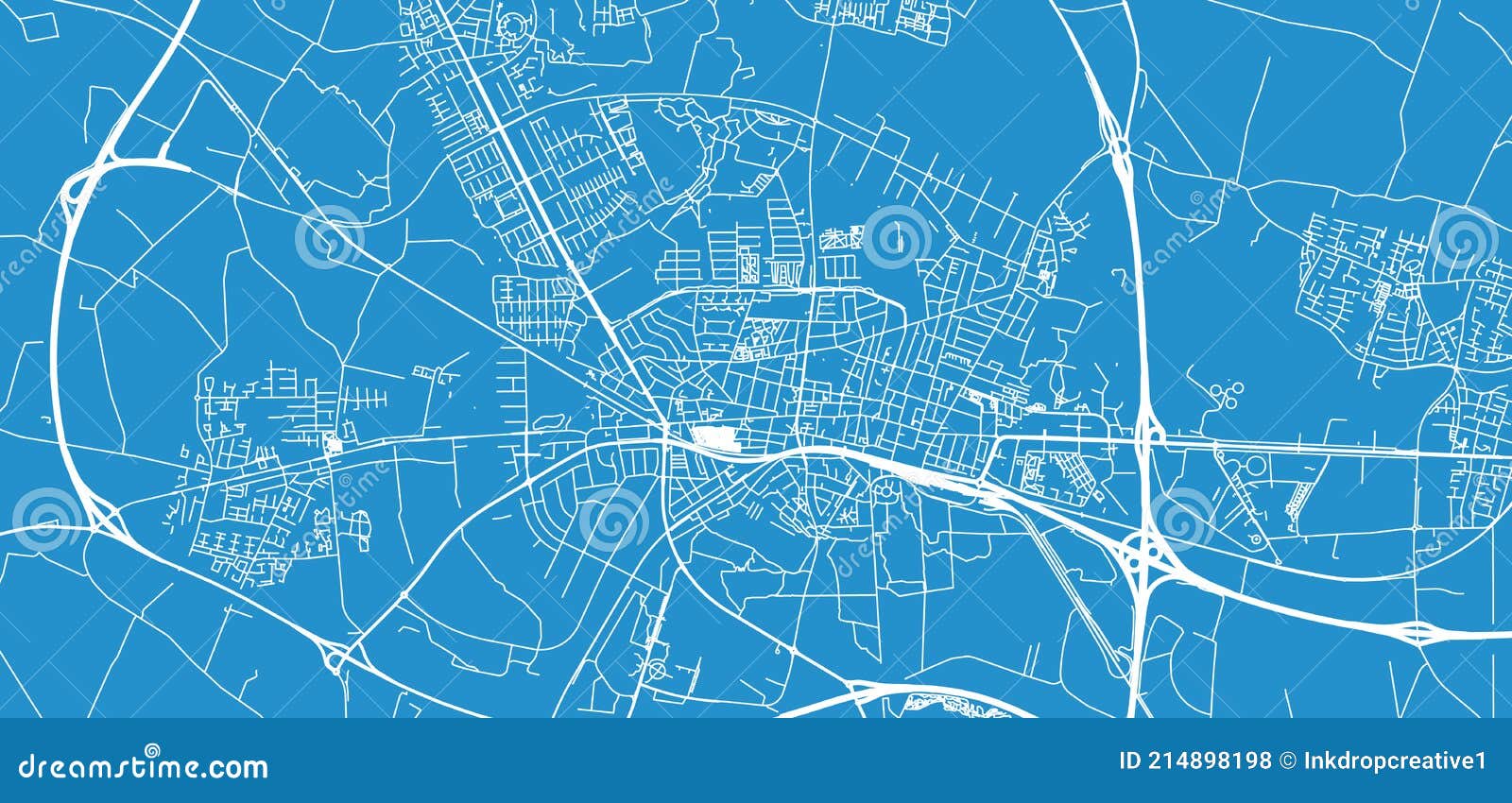 Urban Vector City Map of Herning, Denmark Stock Vector - Illustration ...