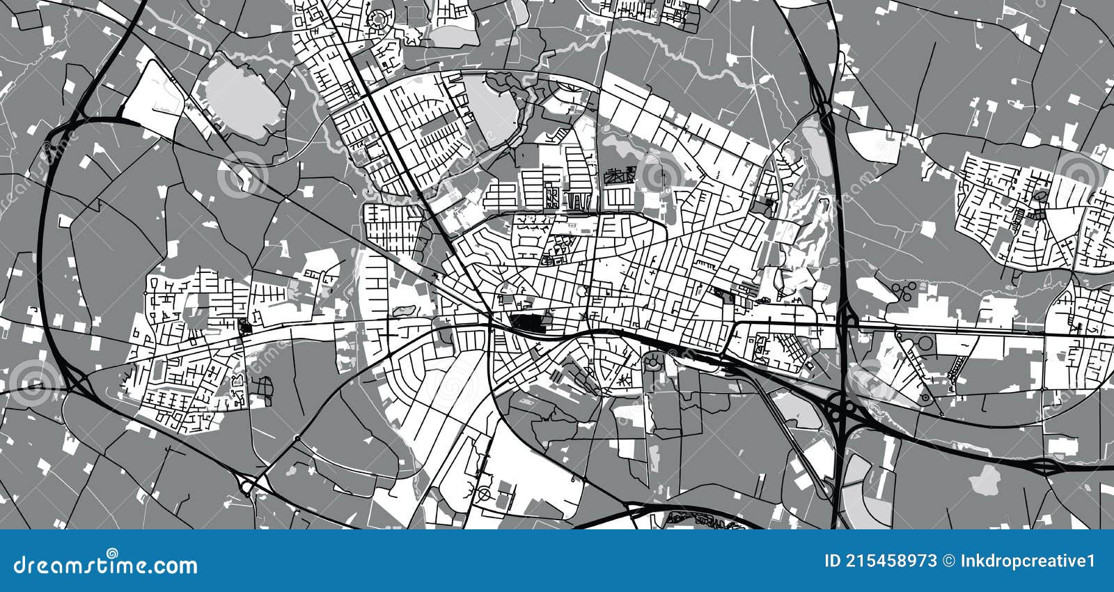 Urban Vector City Map of Herning, Denmark Stock Vector - Illustration ...