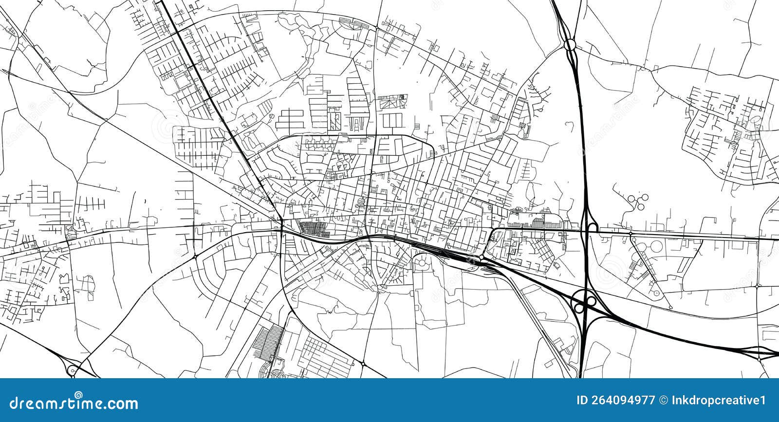 Urban Vector City Map of Herning, Denmark Stock Vector - Illustration ...