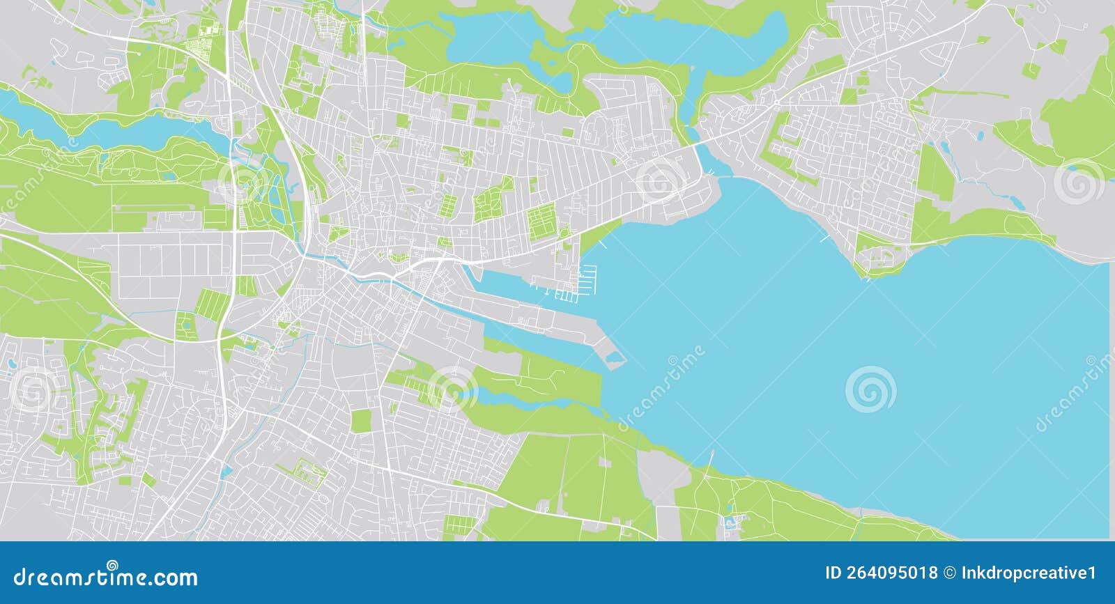 Urban Vector City Map of Horsen, Denmark Stock Vector - Illustration of ...