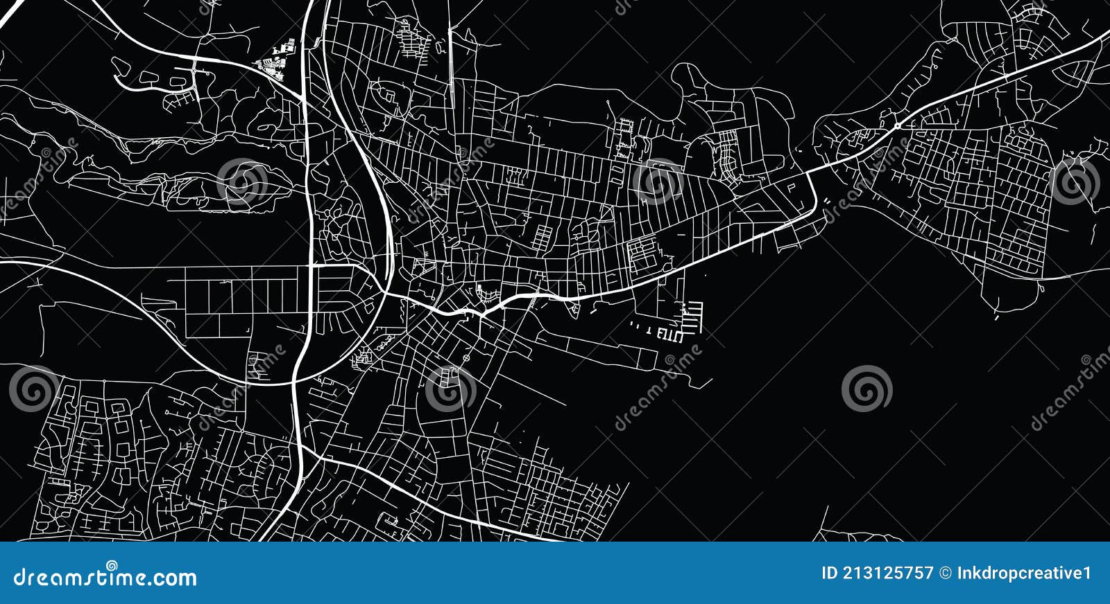 Urban Vector City Map of Horsens, Denmark Stock Vector - Illustration ...