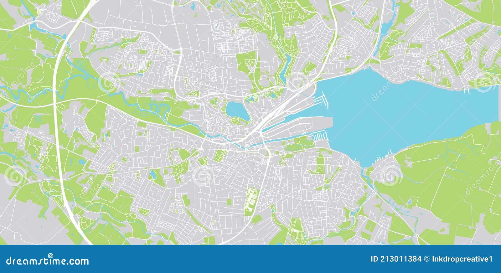 Urban Vector City Map of Kolding, Denmark Stock Vector - Illustration ...