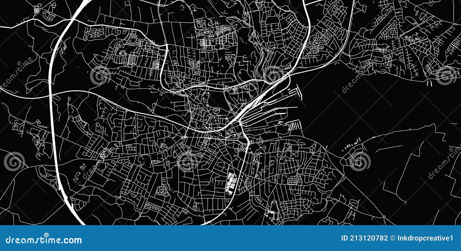 Urban Vector City Map of Kolding, Denmark Stock Vector - Illustration ...