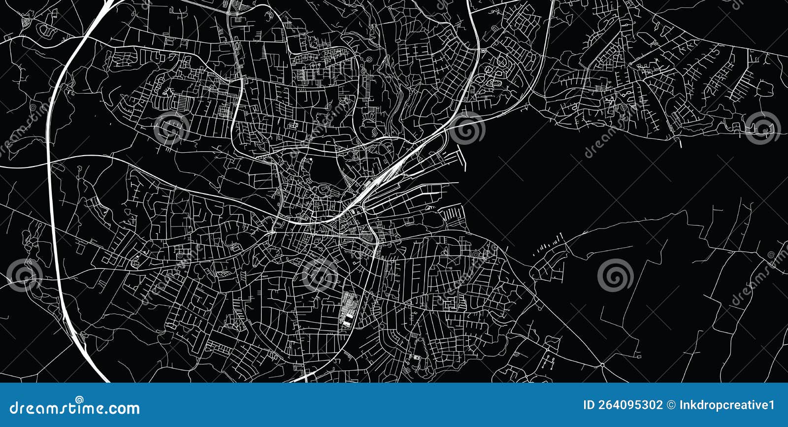 Urban Vector City Map of Kolding, Denmark Stock Vector - Illustration ...