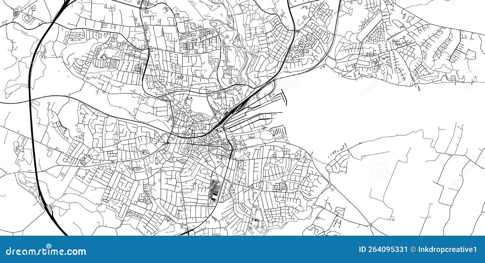 Urban Vector City Map of Kolding, Denmark Stock Vector - Illustration ...