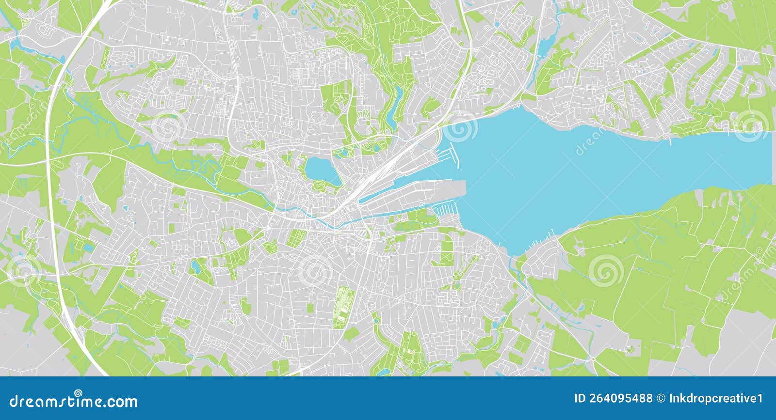 Urban Vector City Map of Kolding, Denmark Stock Vector - Illustration ...
