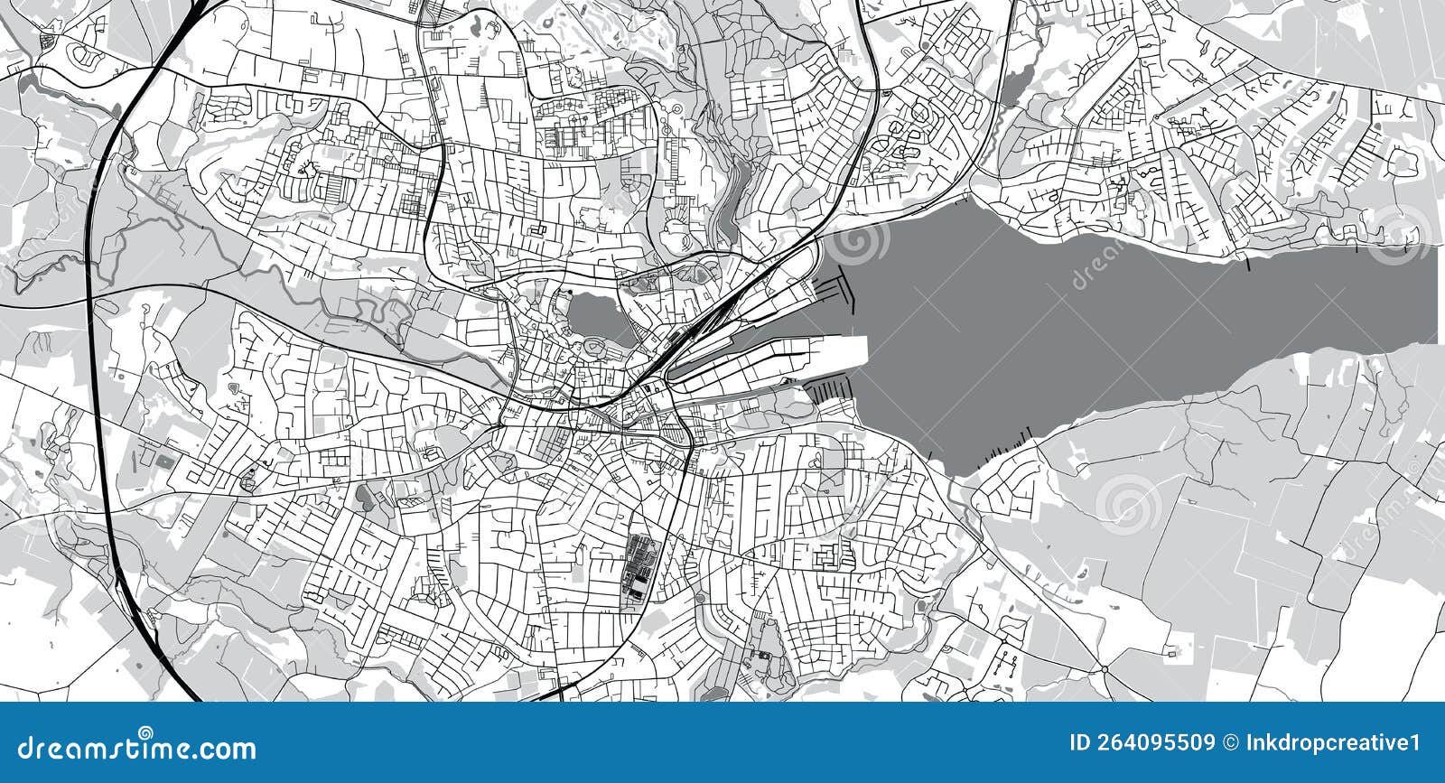Urban Vector City Map of Kolding, Denmark Stock Vector - Illustration ...