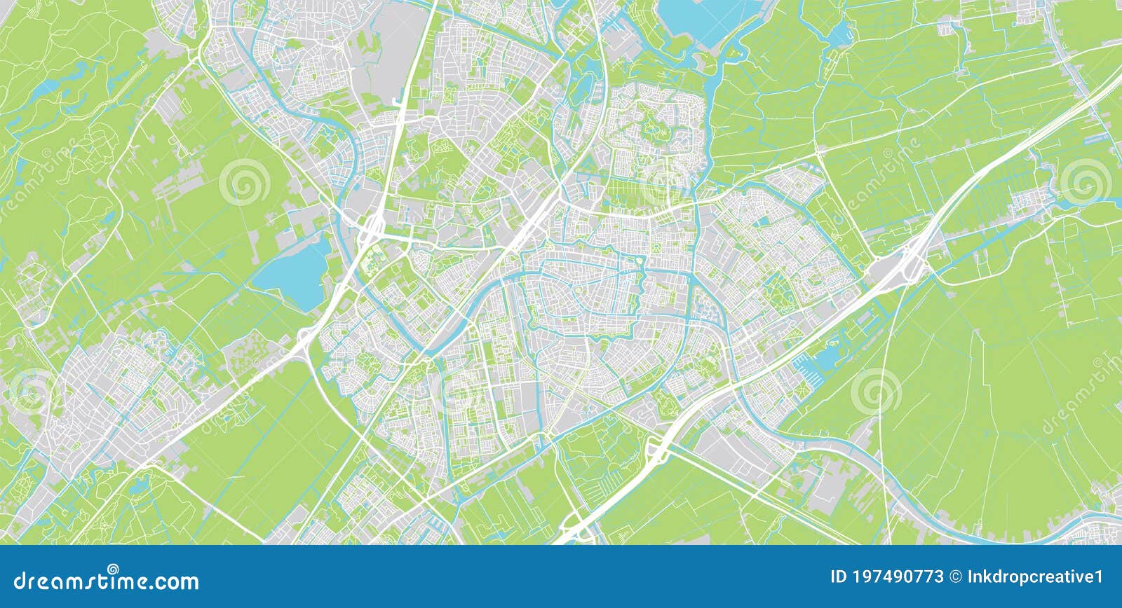Urban Vector City Map of Leiden, the Netherlands Stock Vector ...
