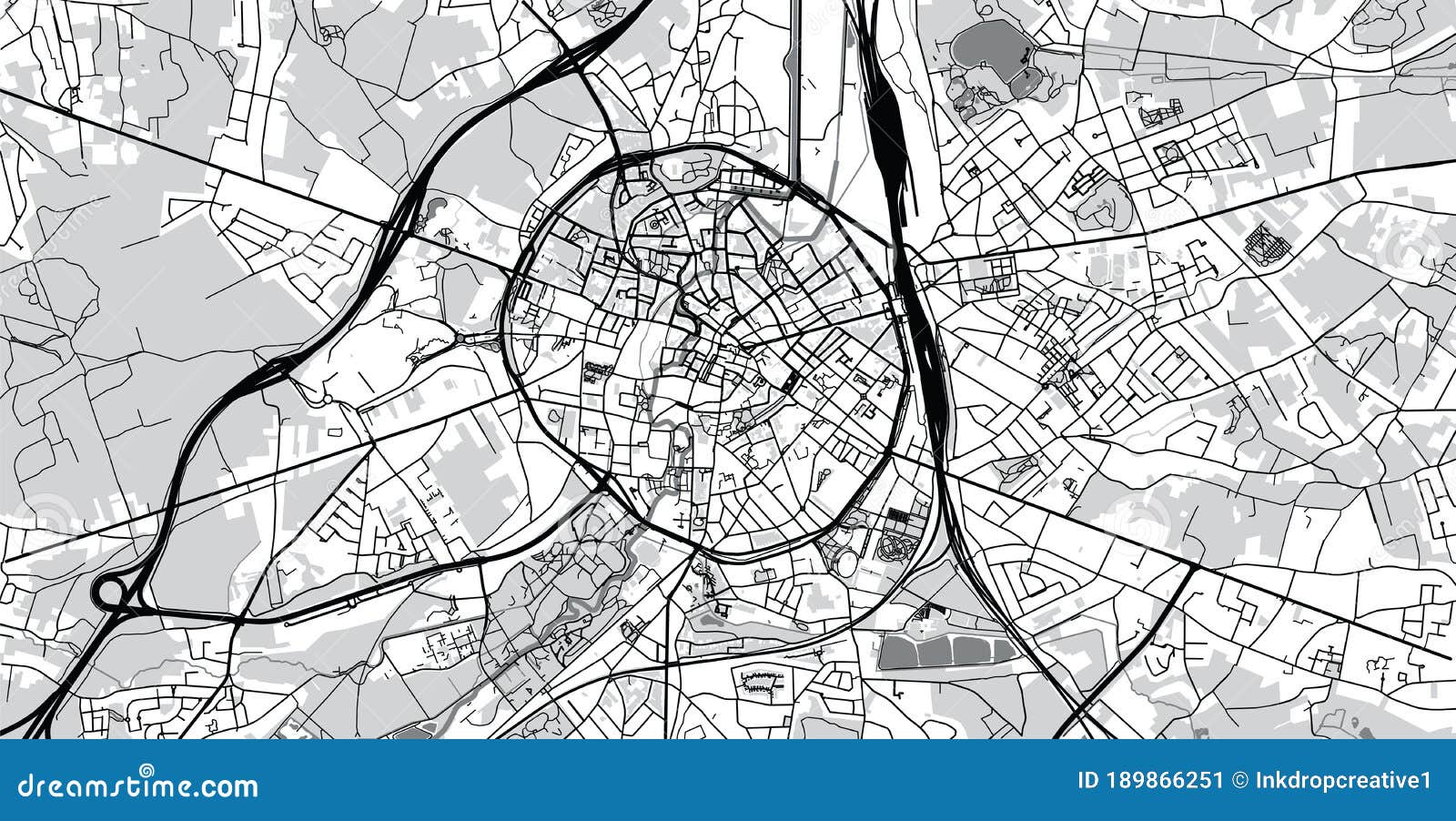 Urban Vector City Map of Leuven, Belgium Stock Vector - Illustration of ...