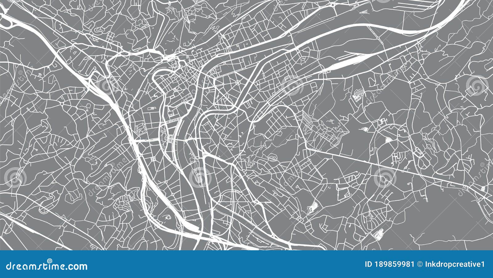 Urban Vector City Map of Liege, Belgium Stock Vector - Illustration of ...