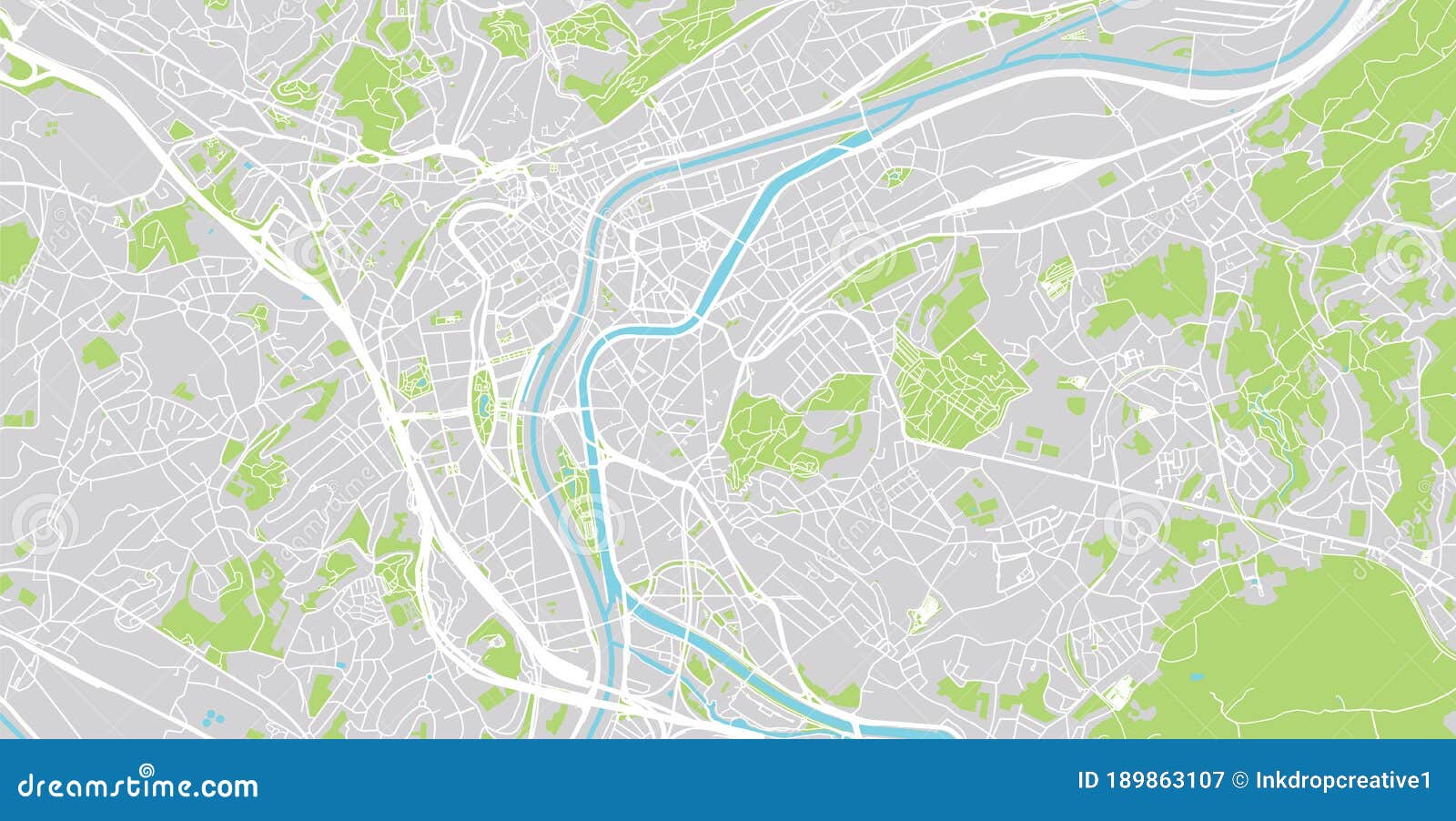 Urban Vector City Map of Liege, Belgium Stock Vector - Illustration of ...