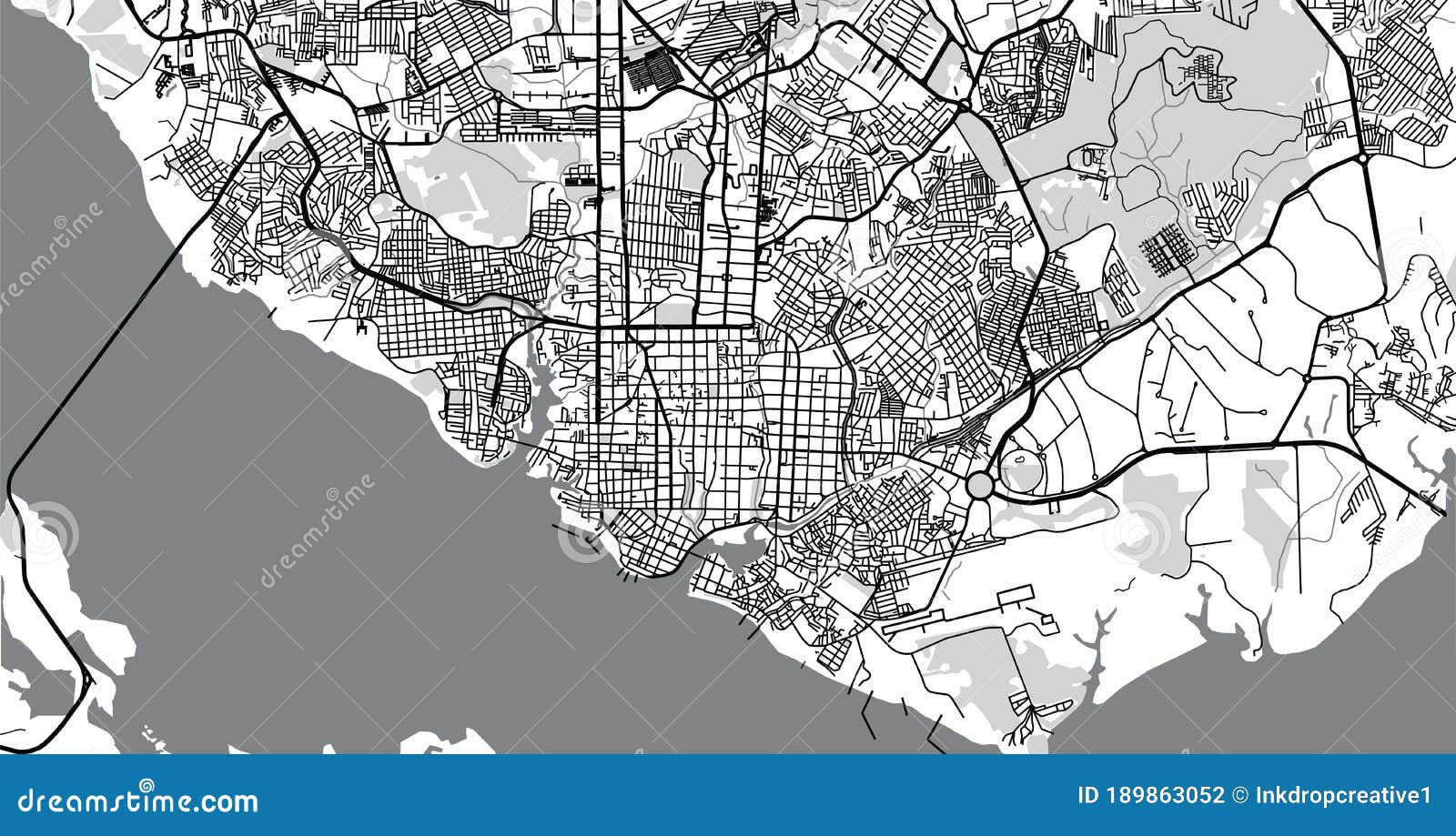 Urban Vector City Map of Manaus, Brazil Stock Vector - Illustration of ...