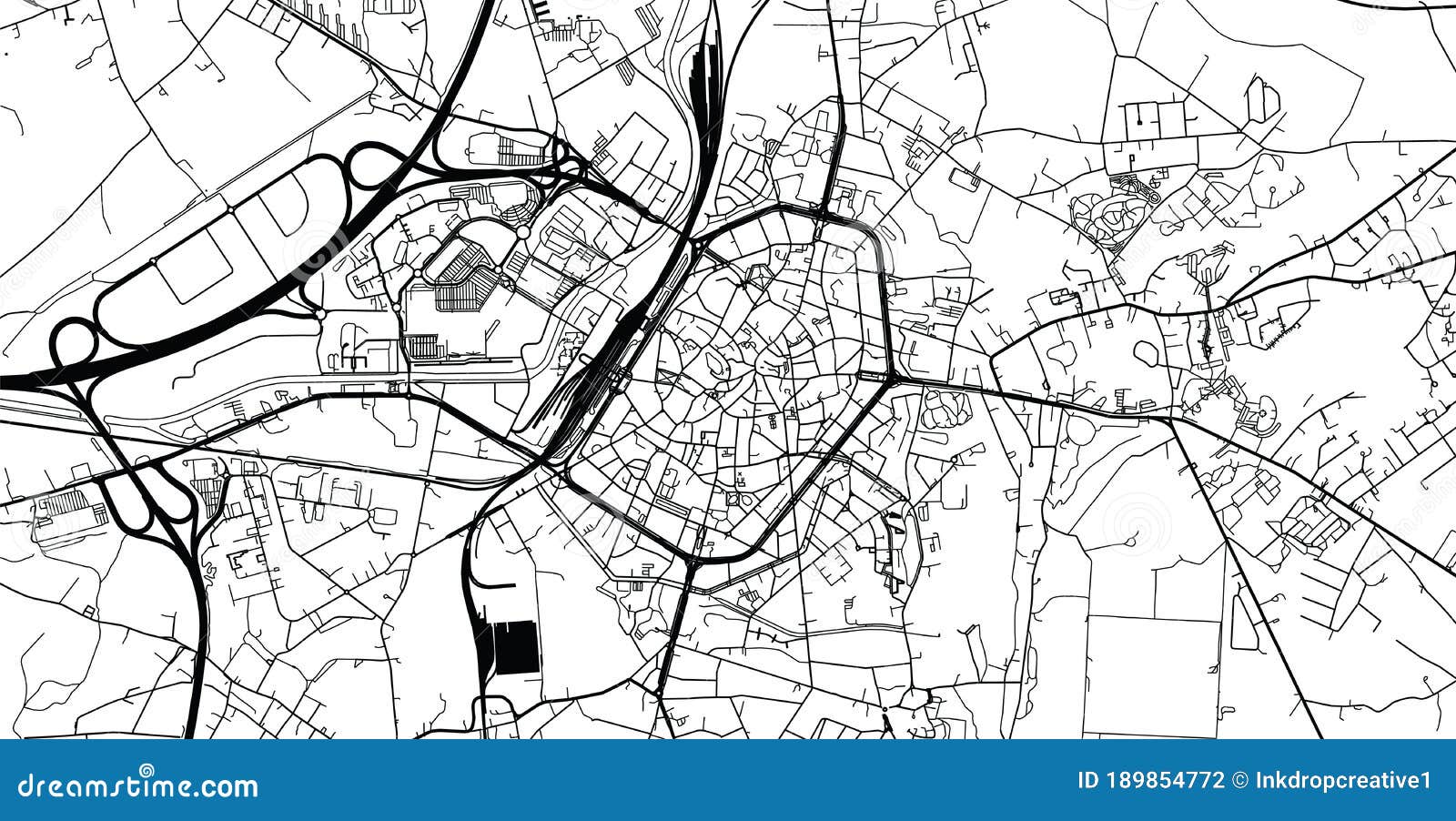 Urban Vector City Map of Mons, Belgium Stock Vector - Illustration of ...