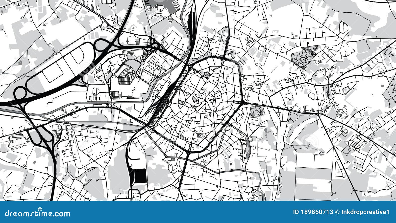 Urban Vector City Map of Mons, Belgium Stock Vector - Illustration of ...