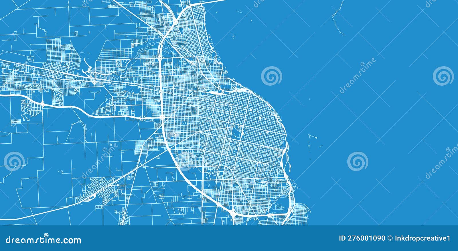 Urban Vector City Map of Rosario, Argentina Stock Vector - Illustration ...