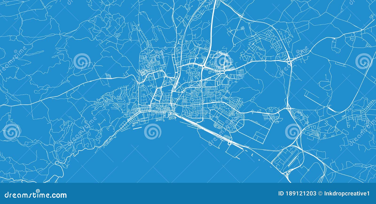 Urban Vector City Map of Setubal, Portugal Stock Vector - Illustration ...