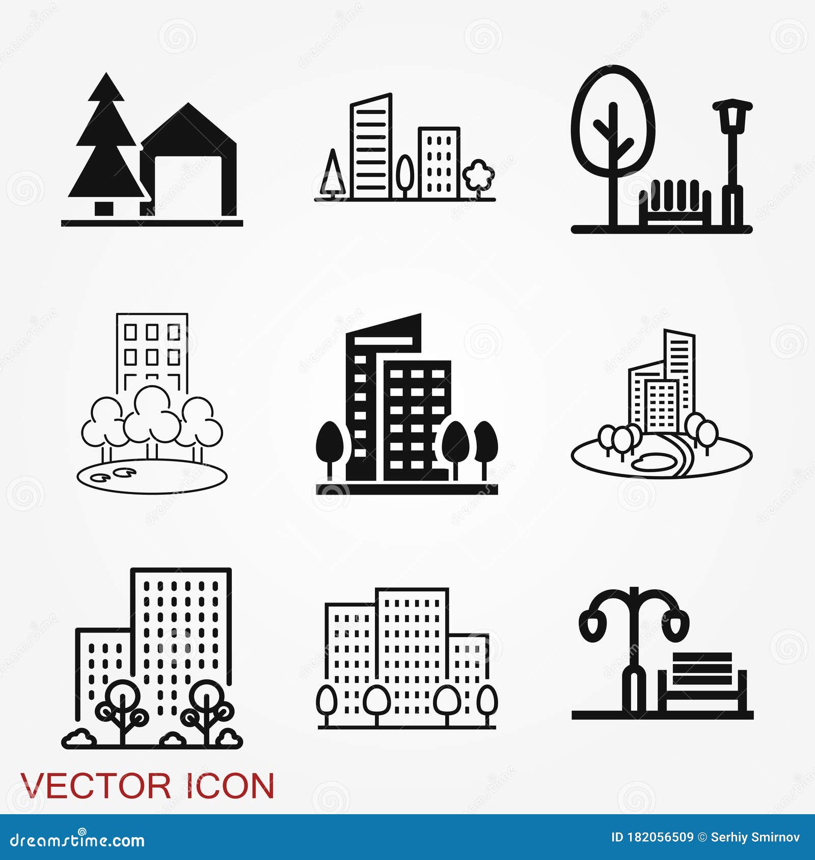Urban Vector Icon, City Symbol Isolated on Background Stock ...