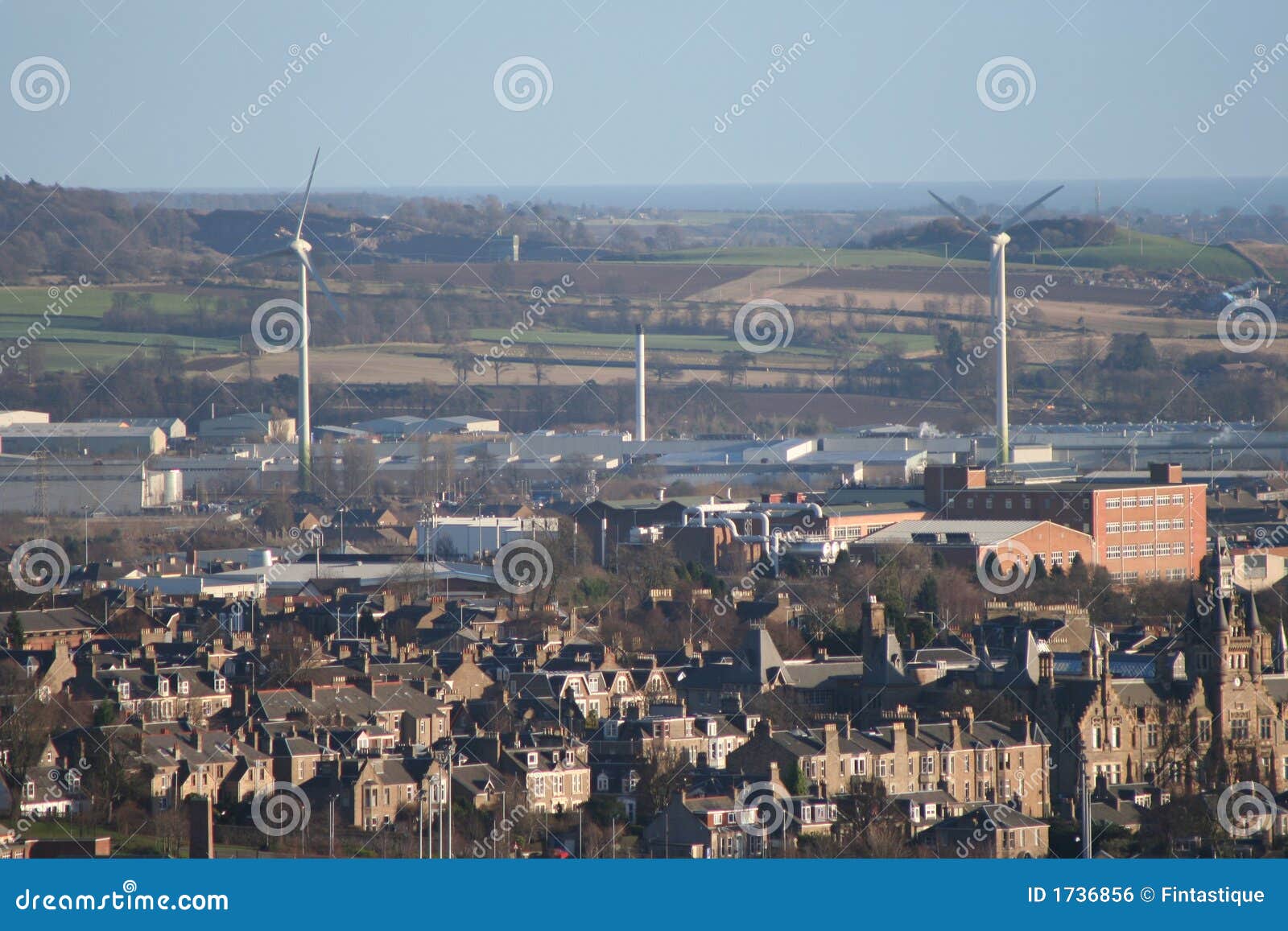 Urban wind farm stock photo. Image of turbine, station - 1736856