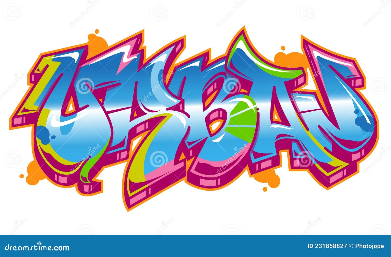 Urban Word in Readable Graffiti Style in Customizable Colors Stock ...