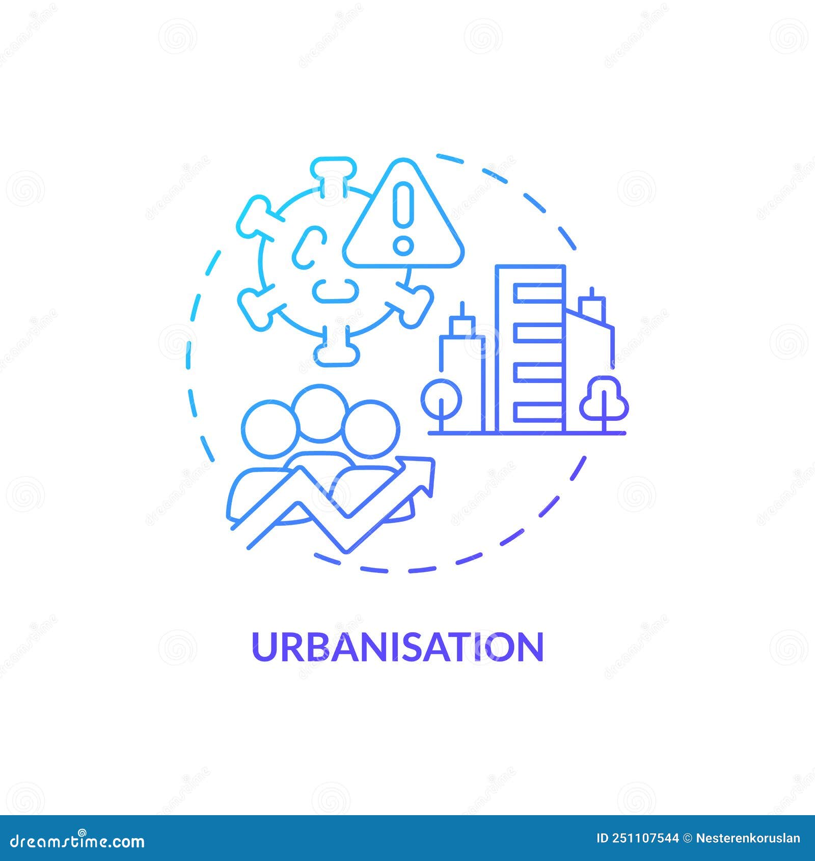 Urbanisation Blue Gradient Concept Icon Stock Vector - Illustration of ...