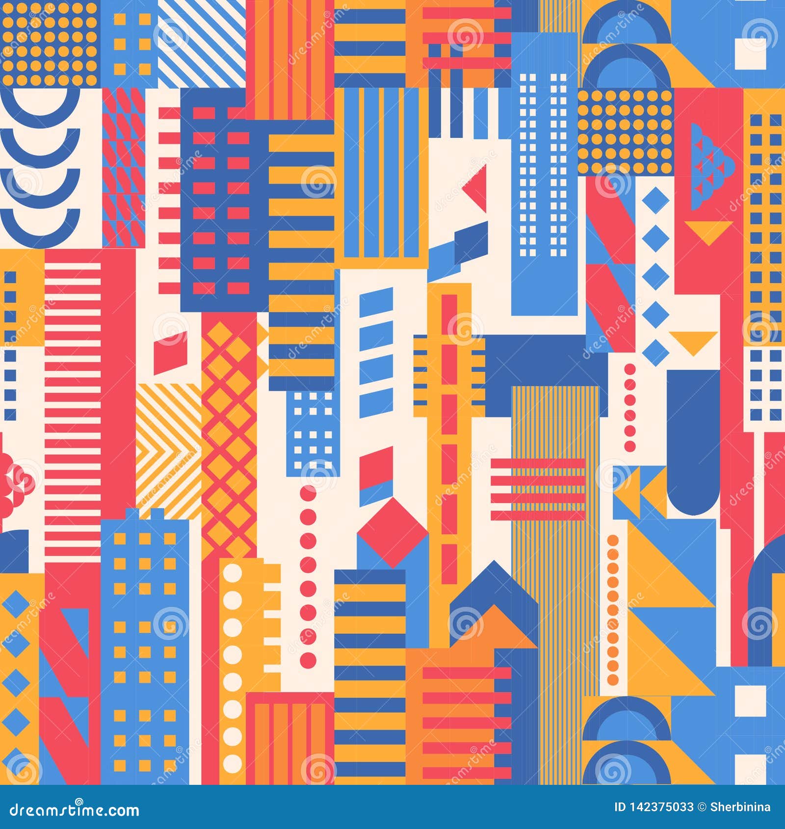 Urbanism City Background Geometric Flat Design Seamless Pattern Stock ...