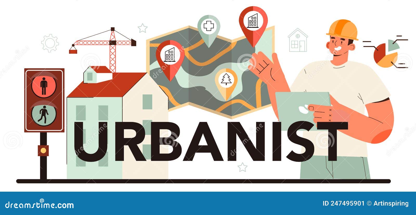 Urbanist Typographic Header. Architect Studying and Developing Stock ...