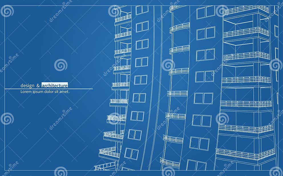 Urbanistic Skyscraper. Abstract 3D Render of Building Wire Frame ...